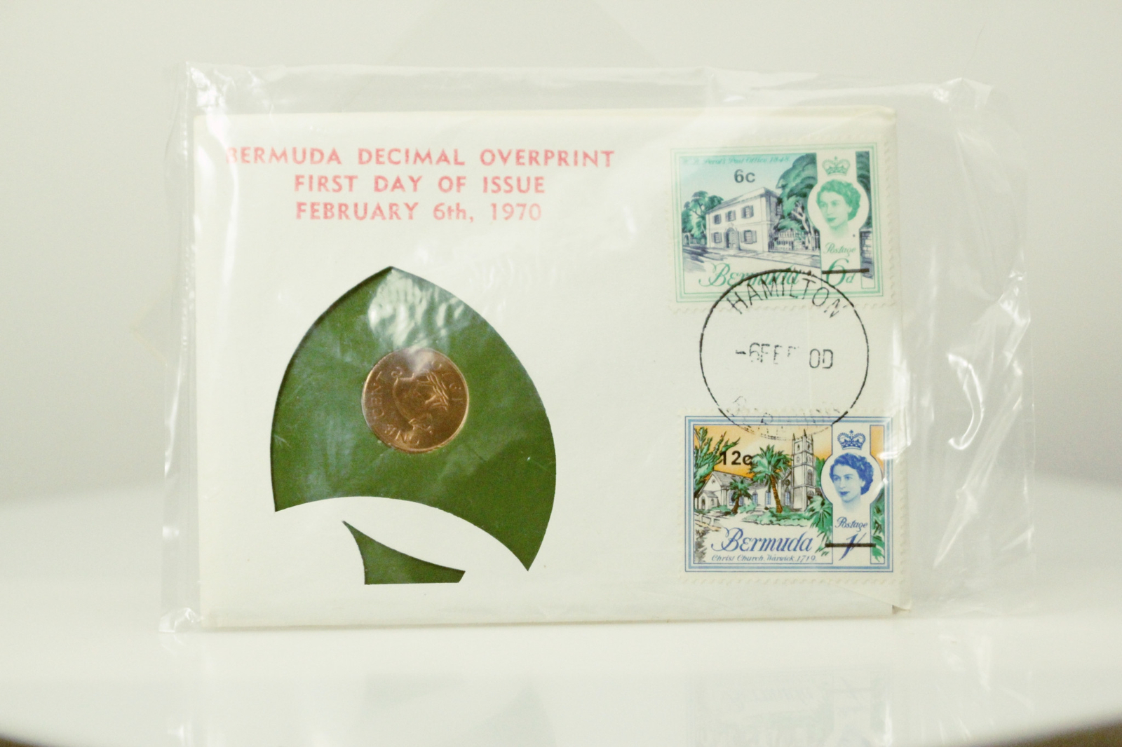 1970 Bermuda Decimal Overprint Stamp and Coin First Day of Issue ...