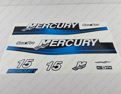 Mercury 15 hp Two Stroke Sea Pro 1999-2006 outboard engine decals ...