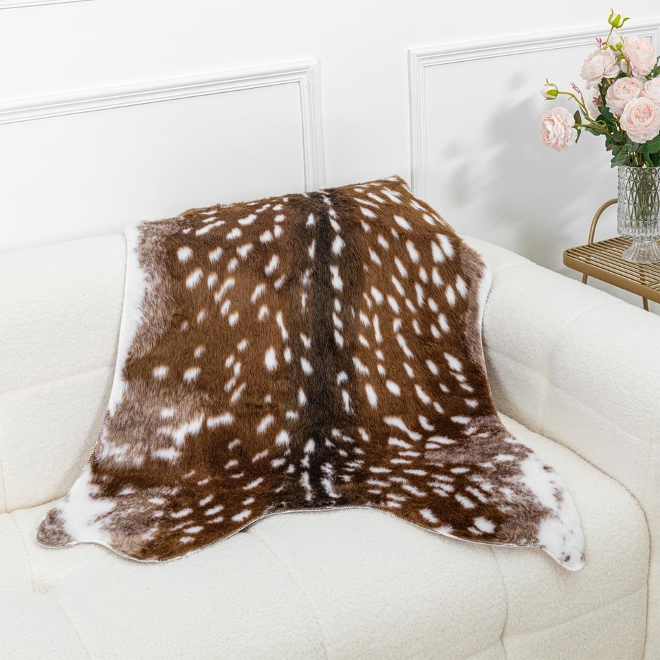Faux Cowhide Rug, Sika Deer Area Rug Hide Carpet Faux Fur Cow Hides and ...