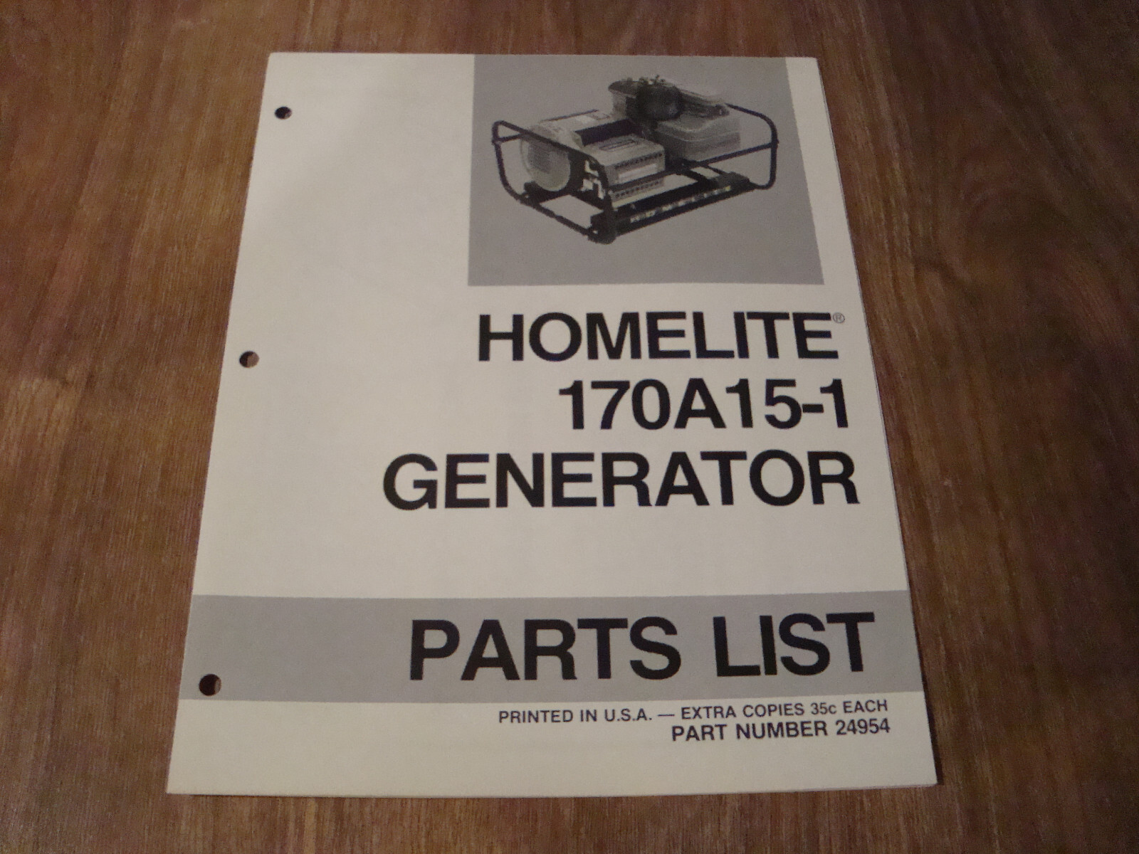 Homelite 170A15-1 Generator Parts List Part Number 24954 | eBay