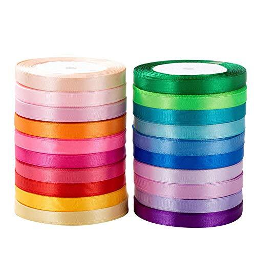 500 Yard Fabric Ribbon Satin Ribbon Rolls Silk Satin Roll 25 Yard/Rolls ...