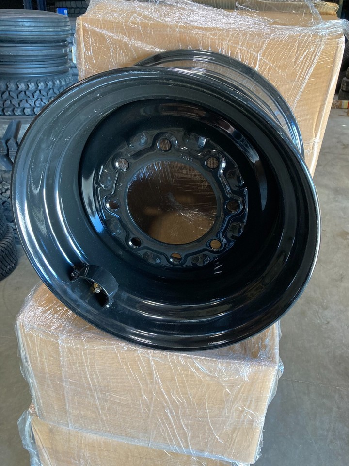 4 New Wheels 8 Bolt 9.75x16.5 Skid Steer fits BOBCAT 12-16.5 BLACK ...