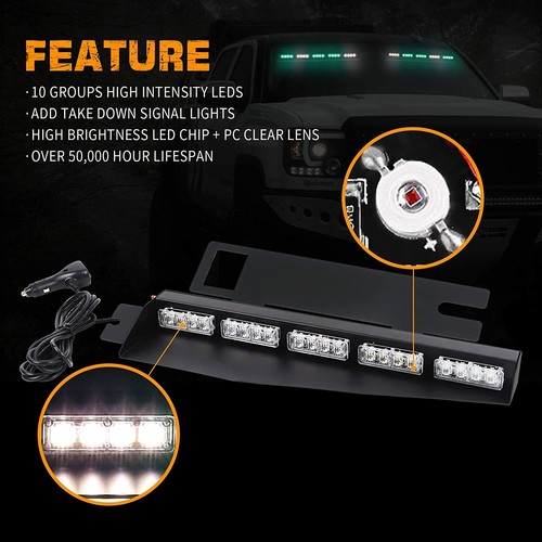40 LED Visor Strobe Light Bar Emergency Warning Flash Lights Takedown ...
