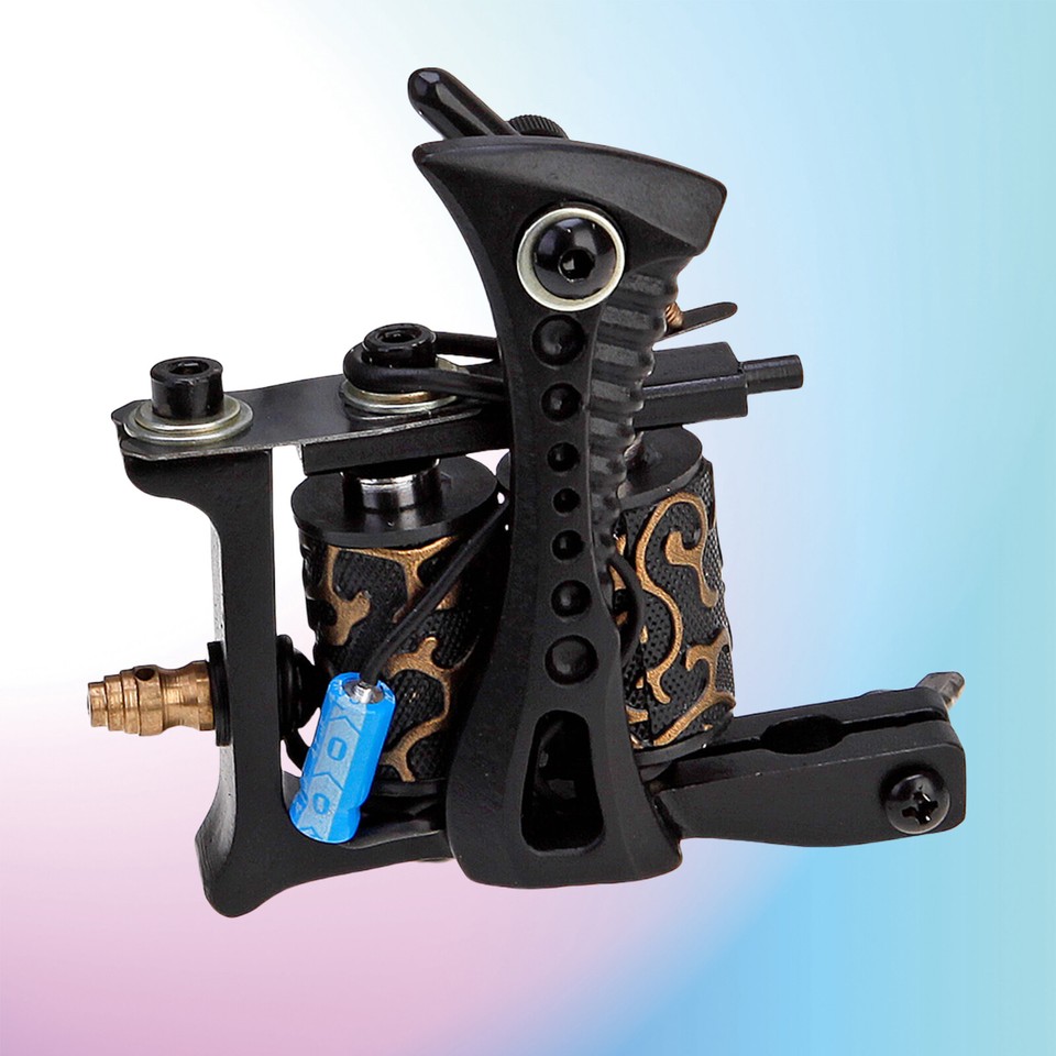 Coil Tattoo Machine Cast Iron Frame for Beginner 10 Wrap Liner Shader ...