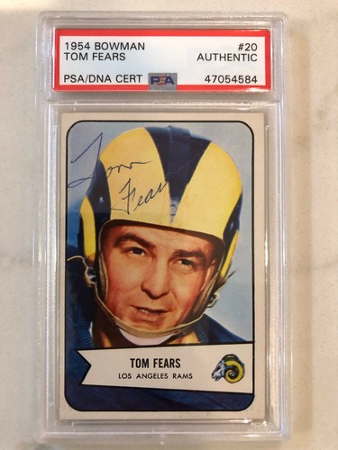 Autographed Tom Fears Los Angeles Rams 1954 Bowman Card #20 PSA/DNA ...