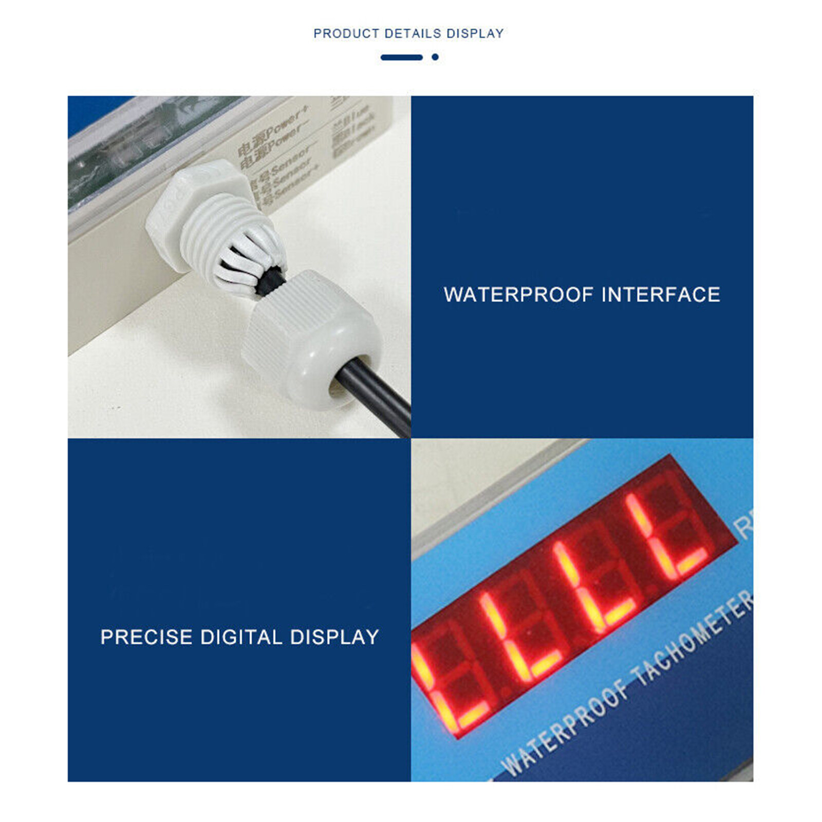 DC 8-24V Hall Tachometer Digital LED Motor Speed Meter Tester IP68 ...