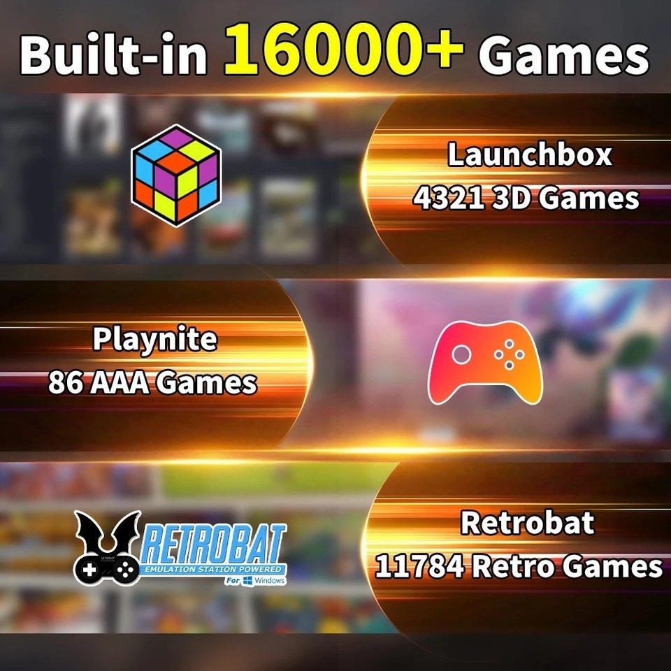 1TB Retro Gaming SSD Launchbox Playnite Retrobat 16K+ Games For Windows ...