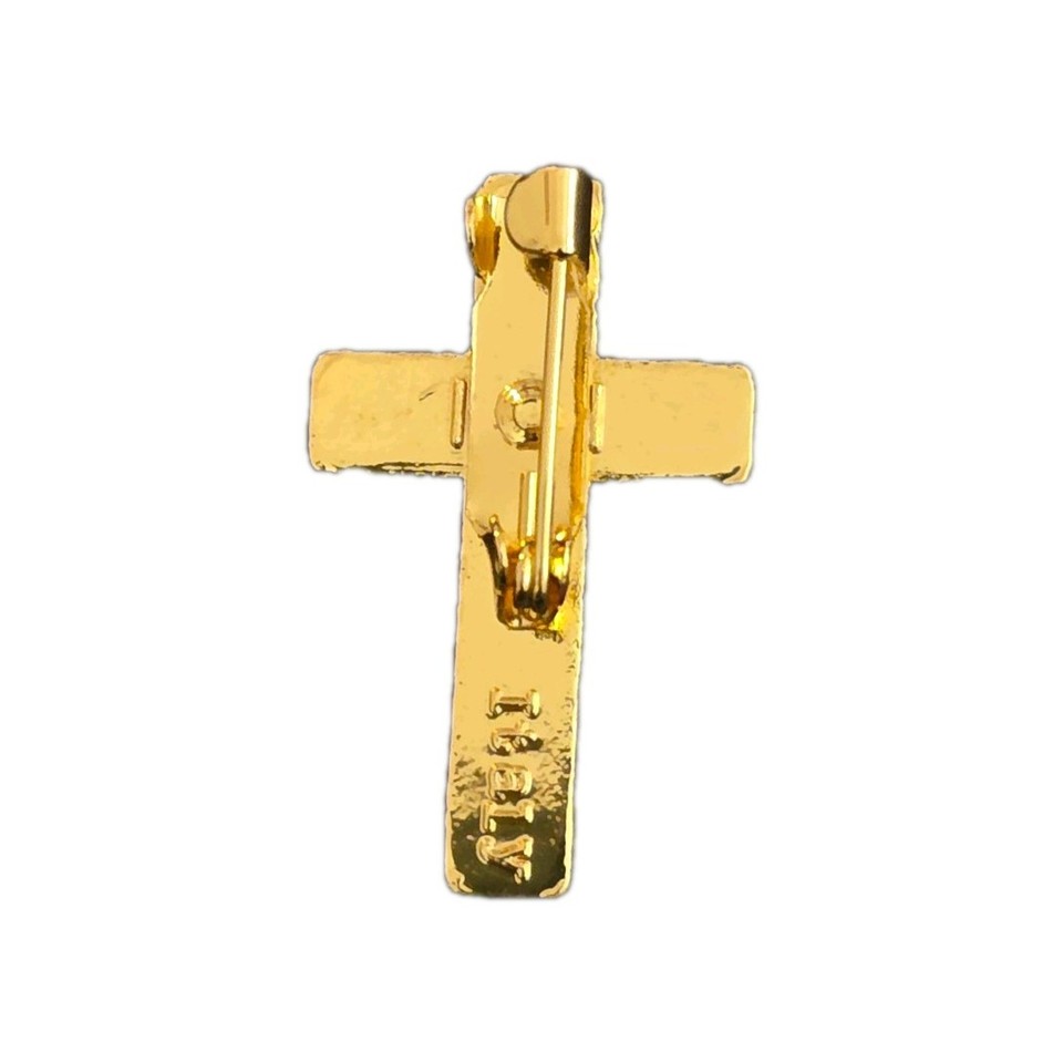 Christian Cross Pin Lapel Badge, Gold-Colour Metal Jesus Christ ...