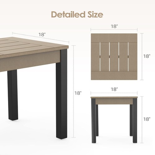 Outdoor Side Table, 18 Inch Square Patio All Weather Black & Brown | eBay