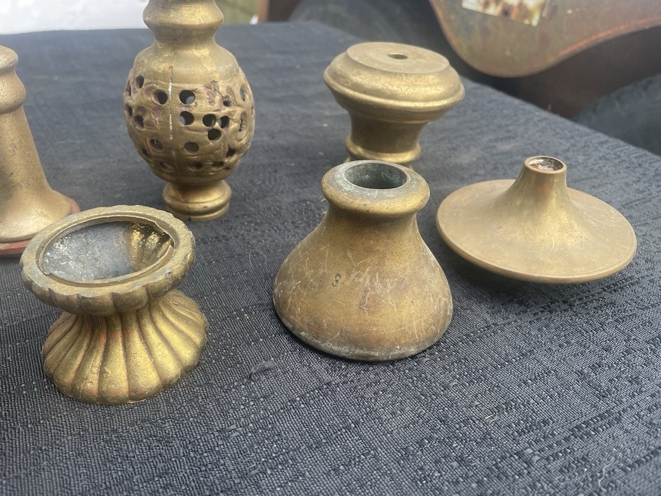 12 Vintage Assorted Light Lamp Parts Heavy Cast & Brass Section Spacers ...