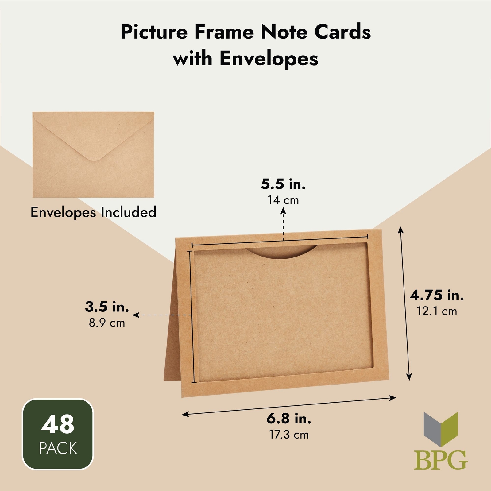 48 Pack Kraft Paper Photo Insert Cards with Envelopes, 4x6 Paper Frames ...