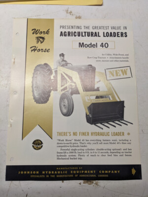 JOHNSON WORK HORSE LOADER MODEL 40 SPECS FEATURES ATTACHMENTS BROCHURE ...