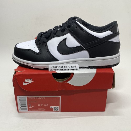Nike Dunk Low White Black Panda Pre School Size 1Y Youth Little Kids ...