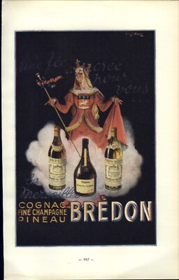 1947 Mini Poster French Wine AD Cognac Bredon Pineau | eBay