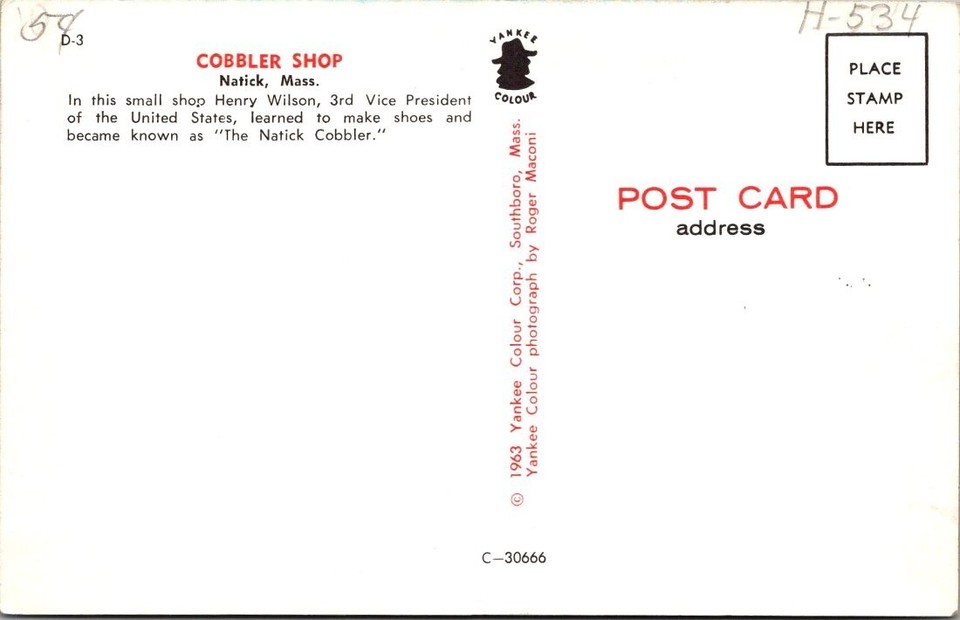 cobbler shop natick mass. vintage postcard a7 | eBay