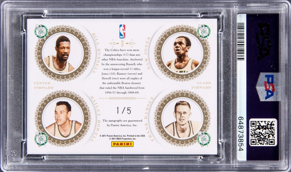 2010 Panini Playoff National Treasures Bill Russell Quad Auto Signed 1/ ...