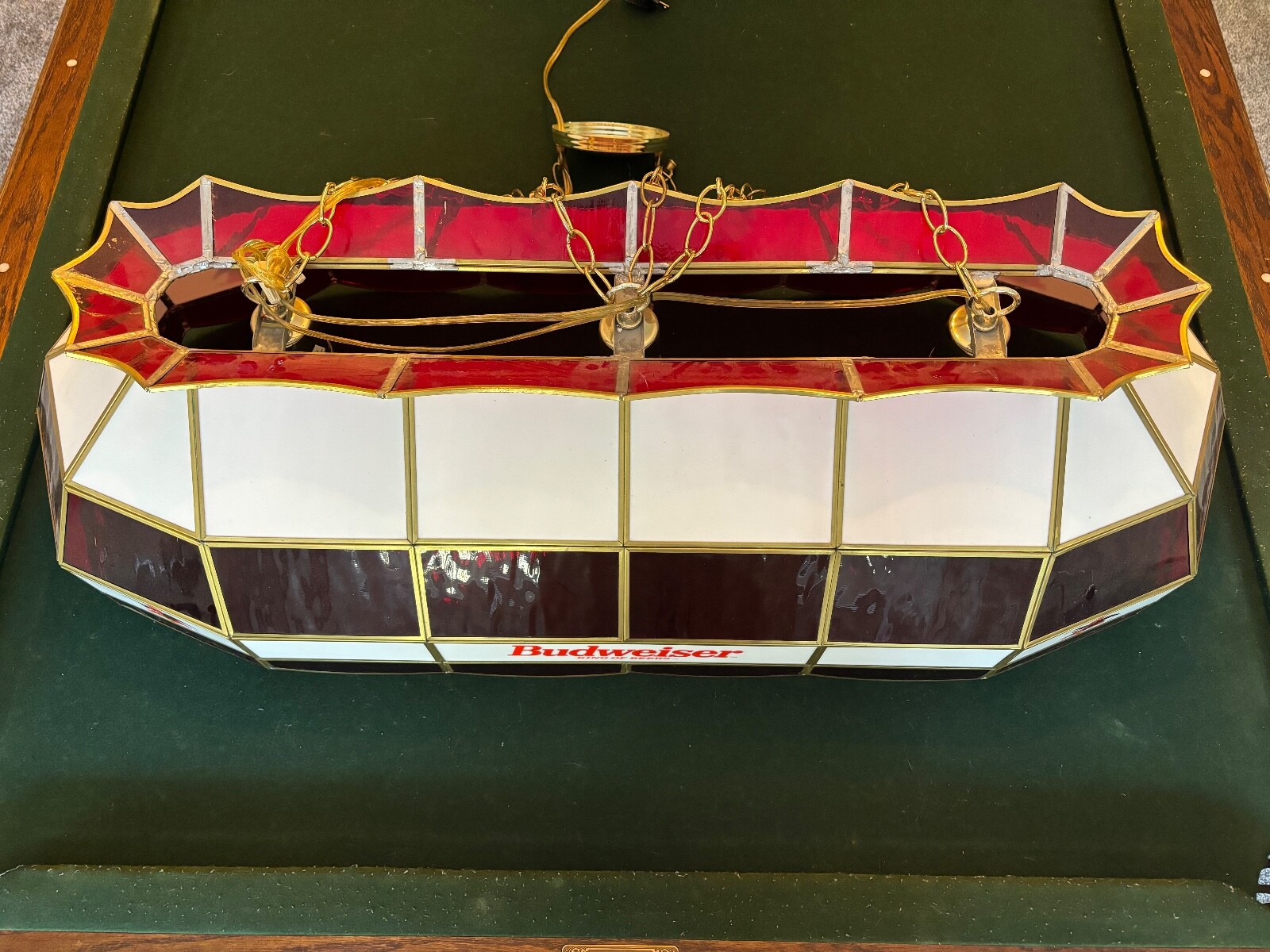 Vintage Budweiser Stained Glass Pool Table Light | Shelly Lighting