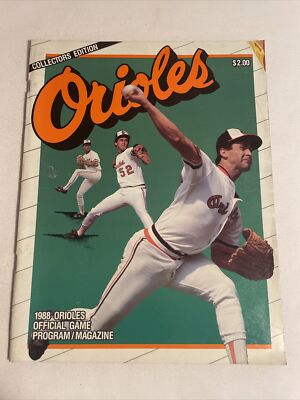 1988 Baltimore Orioles Collectors Edition Official Game Program ...