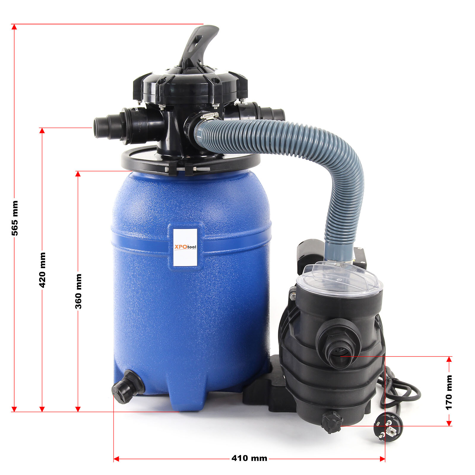 XPOtool Sandfilteranlage 250W 14l Filtertank 10000l/h Pool Pumpe ...