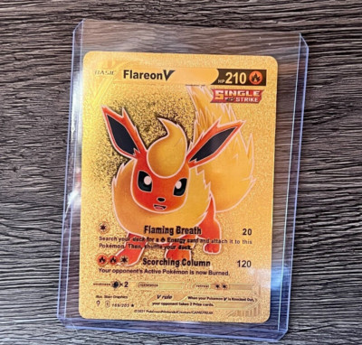 Pokémon FLAREON V Gold Foil Card 169/203 HP210 Single Strike | eBay