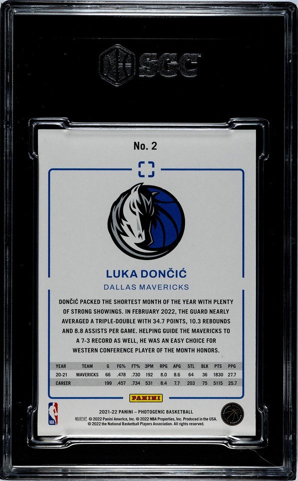 POP 1 2021 Luka Doncic Photogenic SGC 10 Pregame Warmup Rare Grade SSP ...