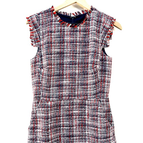 J. Crew Tweed Resume Sheath Dress Azalea Women's 6 Tall Red White Blue ...