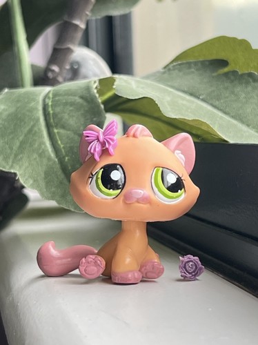 AUTHENTIC Littlest Pet Shop 1710 Tabby Kitten Cat Green Eyes 2006 LPS ...