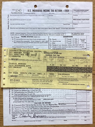 Charles Bronson, autograph tax return 1964 | eBay