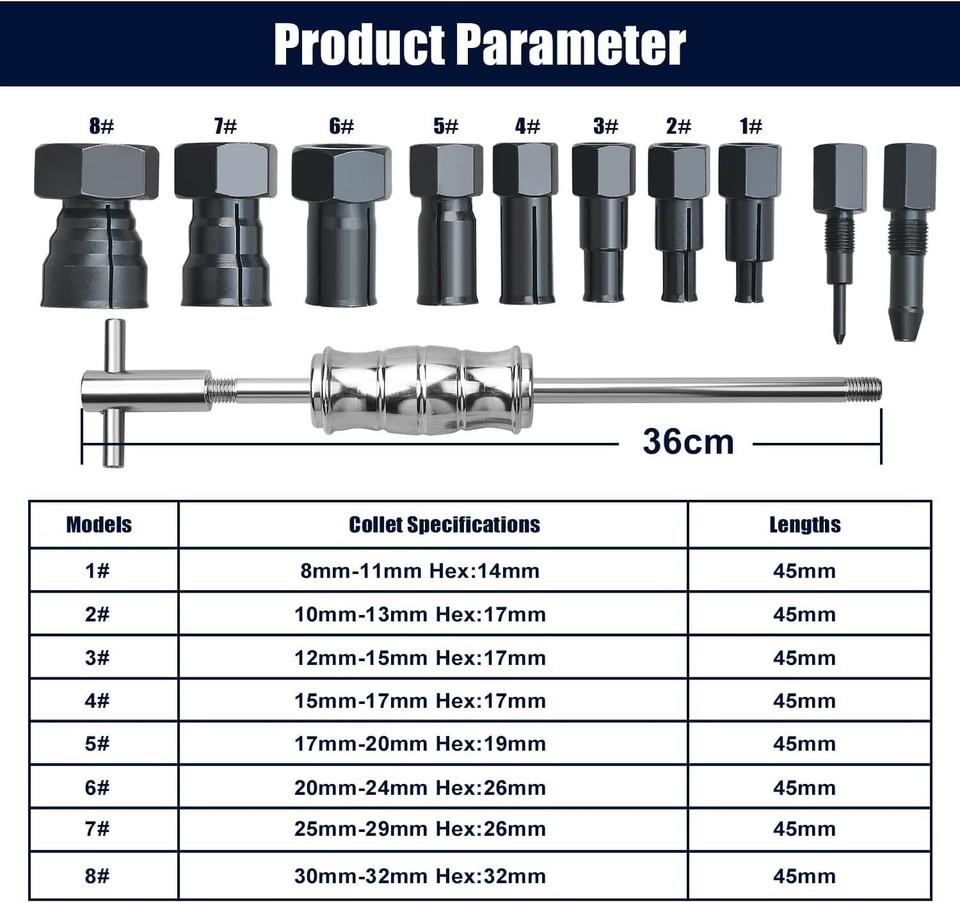 12pcs Blind Hole Collet Bearing Puller Set, Internal Bearing Extractor ...