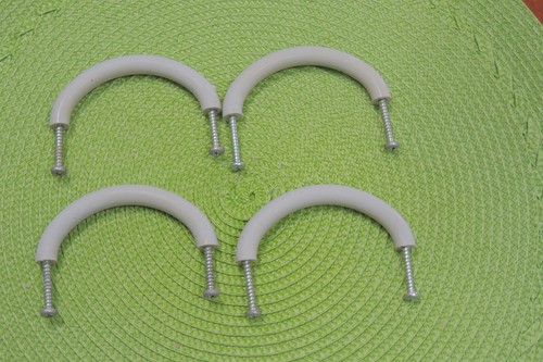 4 Vintage Hard Gray Plastic Cabinet, Drawer, Pulls{ 3 " SCREW TO SCREW ...
