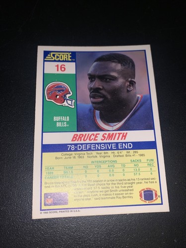 Bruce Smith #16 Score 1990 Football Card (Buffalo Bills) | eBay