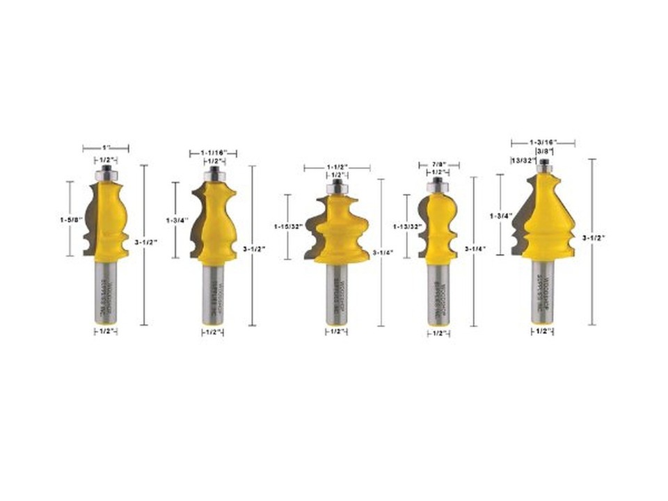 YONICO Architectural Molding Router Bits Set 10 Bit 1/2-Inch Shank ...