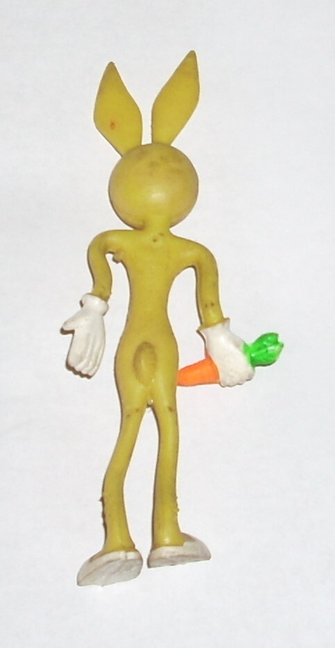Vintage 1970's Toy Yellow & Carrot Easter Bunny Rabbit BENDY BENDABLE 5 ...