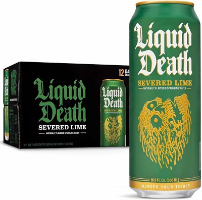 Liquid Death Severed Lime Refreshing Sparkling Water 12 Pack, 500ml ...