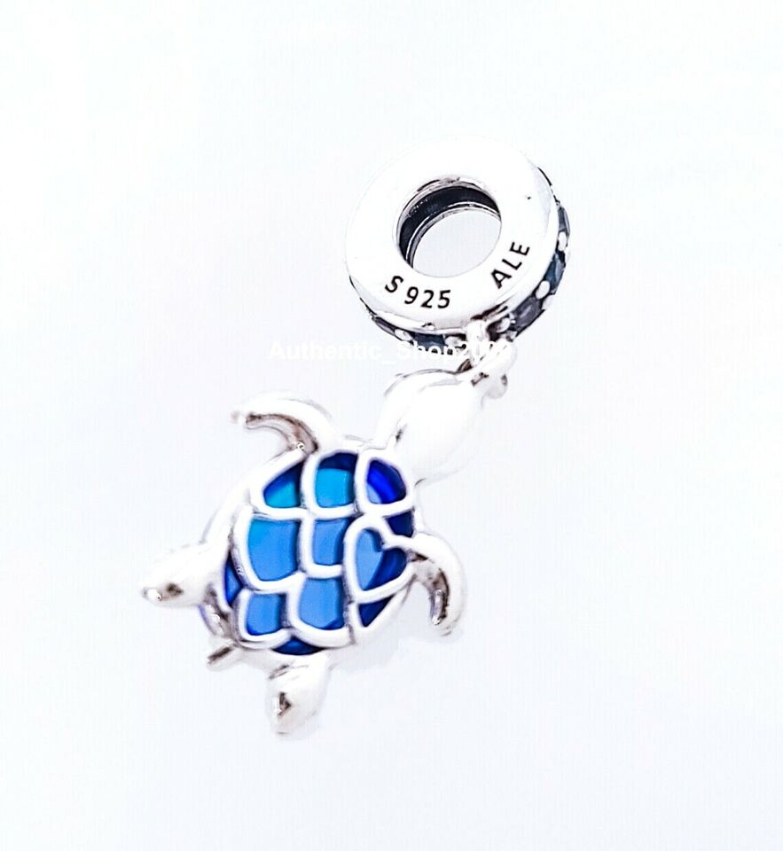 New 100% Authentic PANDORA Blue Murano Glass Sea Turtle Dangle Charm ...
