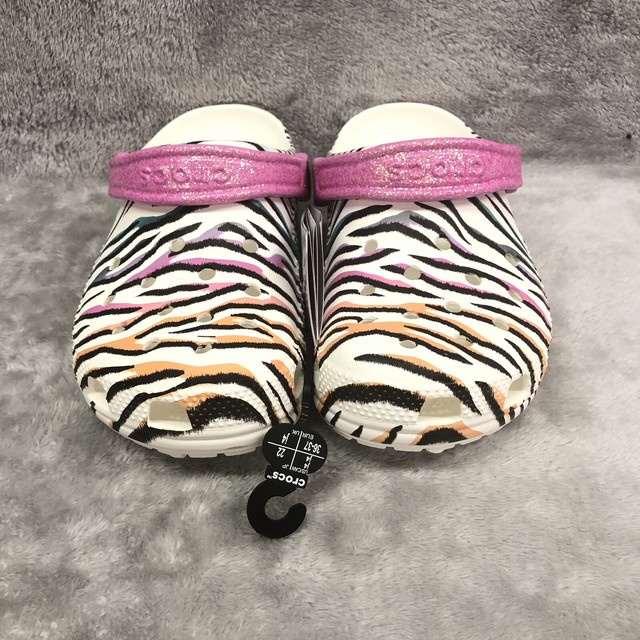 Kids Classic Animal Clog Rainbow Zebra Print Crocs J3 for sale online ...