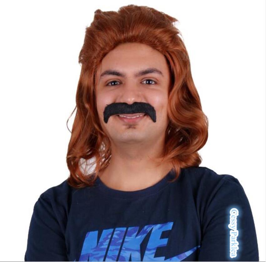 SN-D6-2 Black/ Blonde/ Brown Mullet wig 70s 80s Party Costume Rock ...
