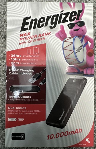 Energizer MAX 10,000mAh High Speed Portable Charger/Power Bank with LCD ...