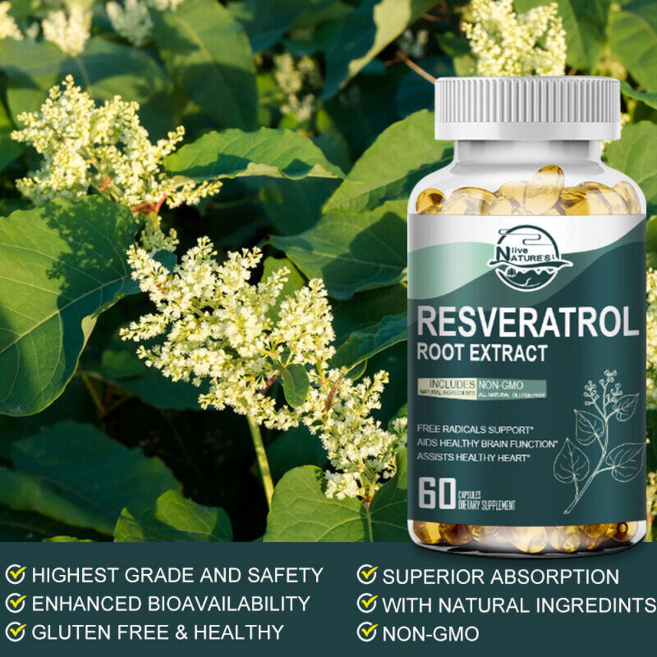 Premium Anti-Aging Formula Resveratrol 1200mg 60 Capsules Antioxidant ...