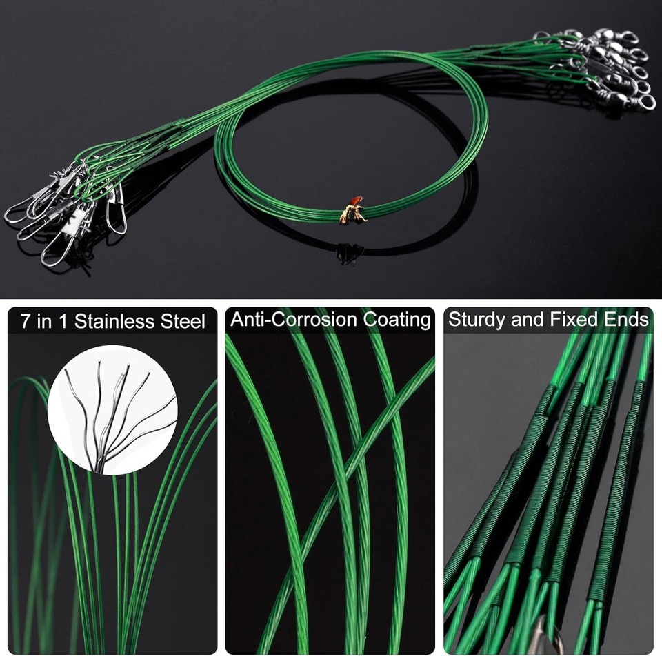 50x10-30cm Wire Trace Perfect For Pike, Zander, Perch And Sea Fishing ...