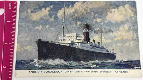 VTG Postcard SS Athenia Anchor-Donaldson Line Twin-Screw Steamship Ship ...