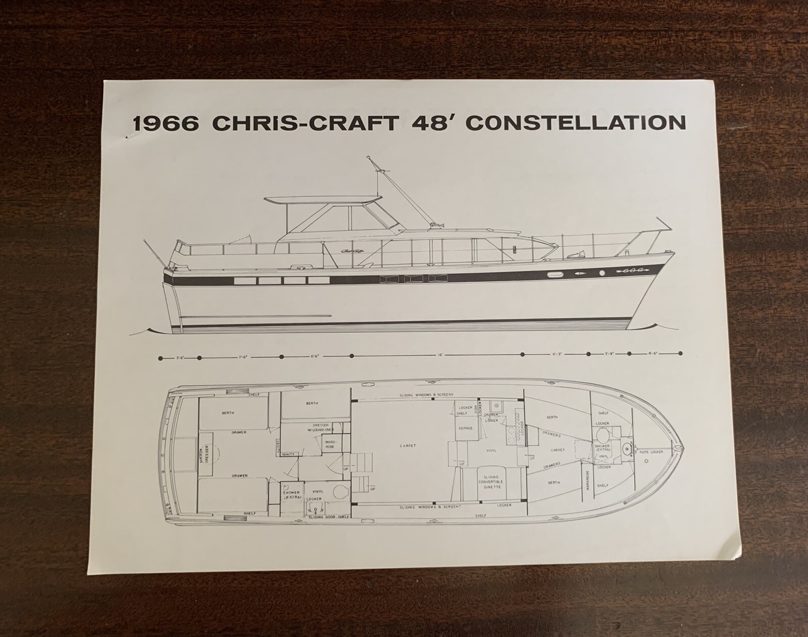 NOS Dealer Stock 1966 Chris Craft 48’ Constellation Specification Sheet | eBay