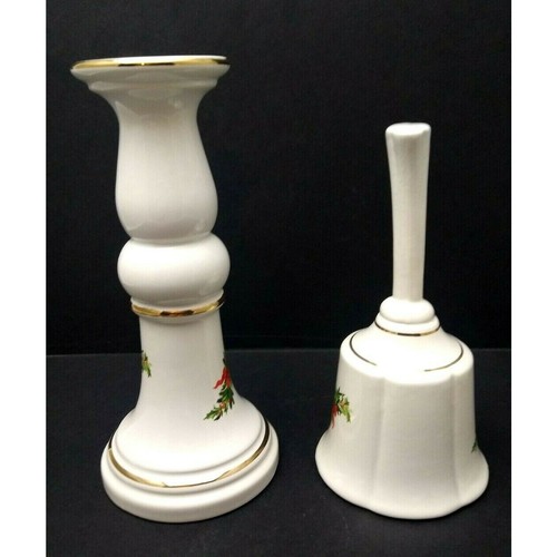 Vtg Royal Haeger Holly Berry Bell and Candlestick | eBay