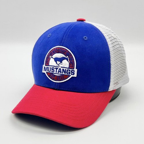 SMU Mustangs Snapback Hat Trucker Mesh Blue Red Cap Captivating NWT | eBay