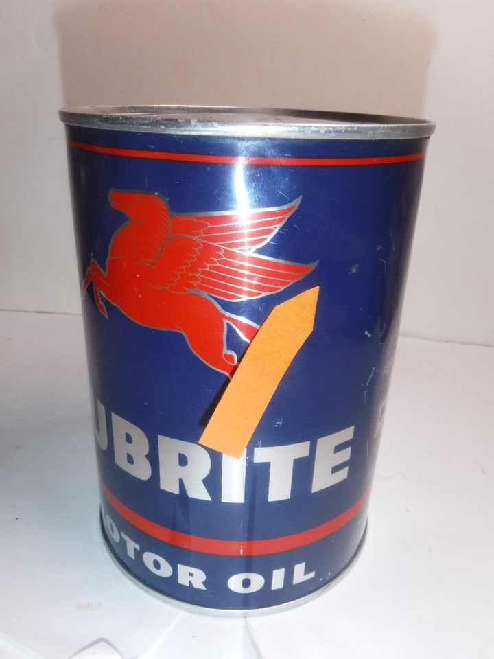 Vintage Socony Mobiloil Lubrite Pegasus 1 One Quart Metal Motor Oil Can ...