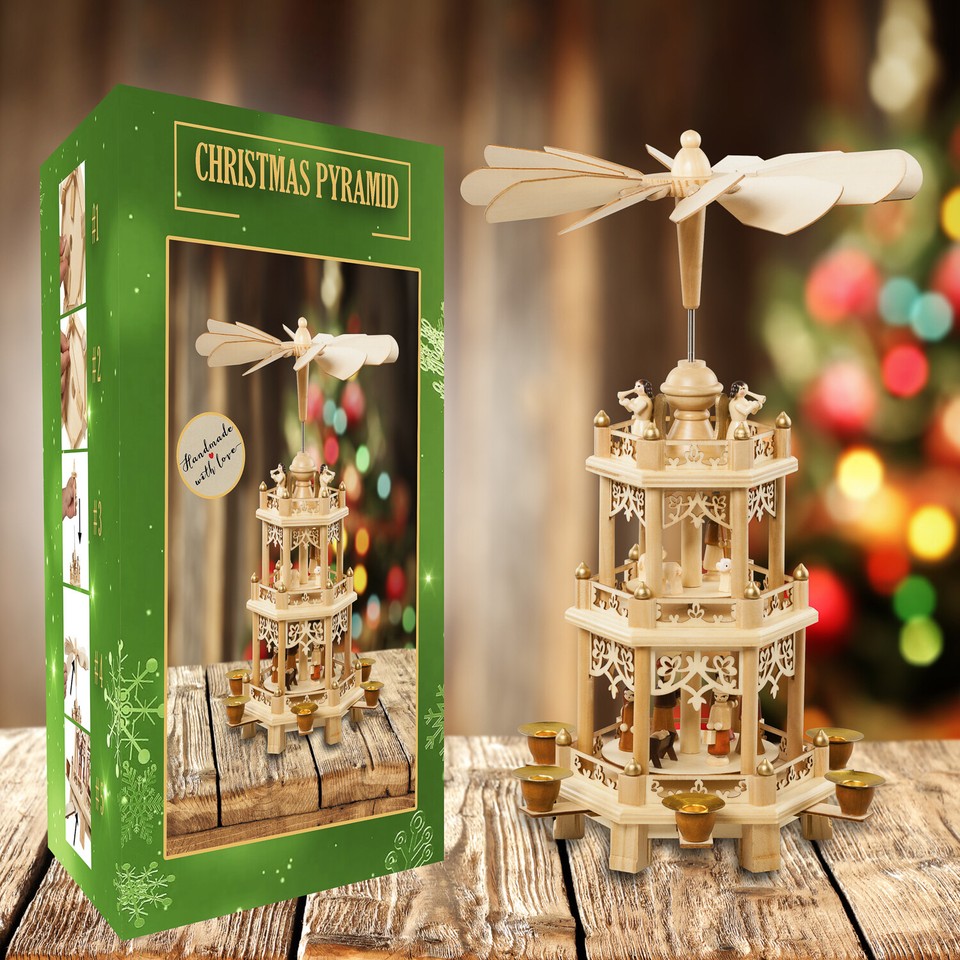 German Christmas Carousel Pyramid 18 Inches - Wood Nativity Scene ...