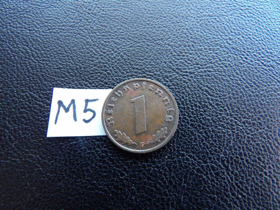 1 pfennig 1940 F Coin Rare Old WWII Antique Germany 3rd Reich SS Nazi ...