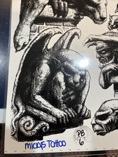 1997 Paul Booth Tattoo Flash & Line Gargoyle Last Rites Demons #6 11x14 ...