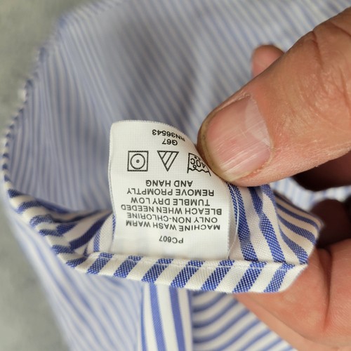 Eagle Shirtmakers Shirt 80's Two Ply Pinpoint Blue Stripe Mens 16 1/2 ...