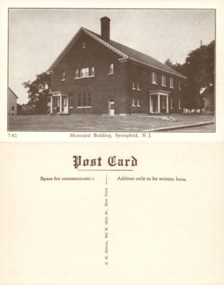 SPRINGFIELD N.J. MUNICIPAL BUILDING ANTIQUE POSTCARD | eBay